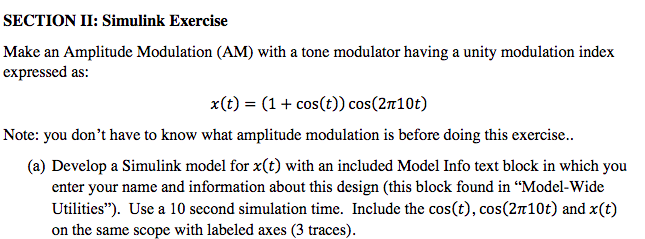 Solved SECTION II: Simulink Exercise Make an Amplitude | Chegg.com