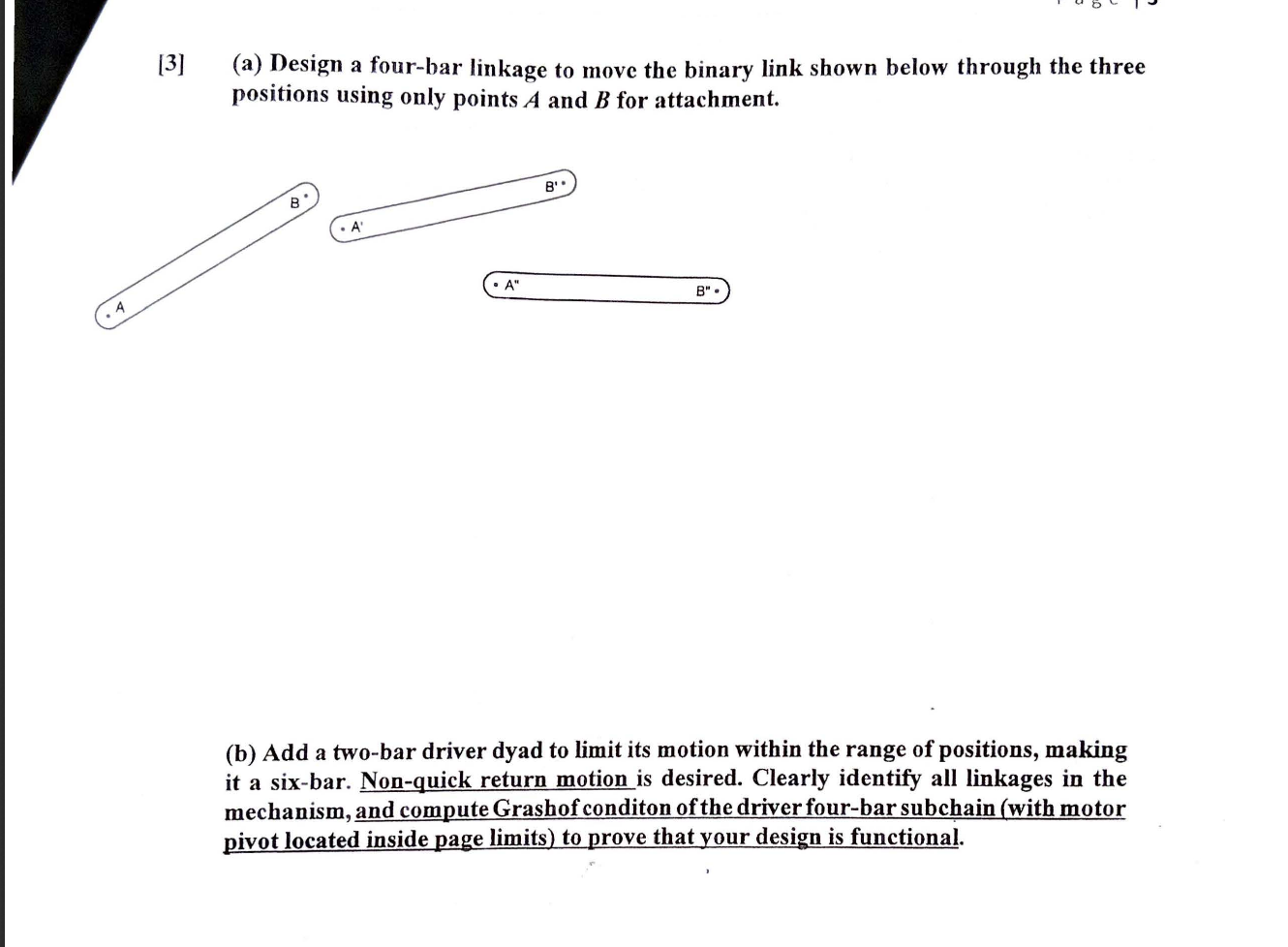 Solved P] (a) Design a four-bar linkage to move the binary | Chegg.com