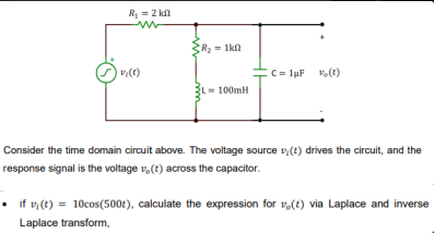 Solved Consider the time domain circuit above. The voltage | Chegg.com
