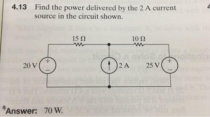 Solved 4.13 Find the power delivered by the 2 A current | Chegg.com