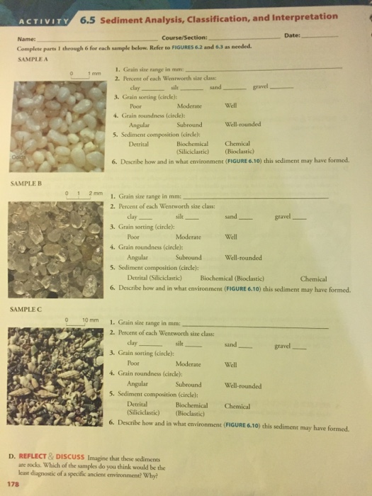 Solved ACTIVITY 6.5 Sediment Analysis, Classification, and | Chegg.com