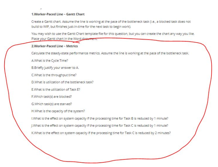 Solved 1.Worker-Paced Line - Gantt Chart Create a Gantt | Chegg.com