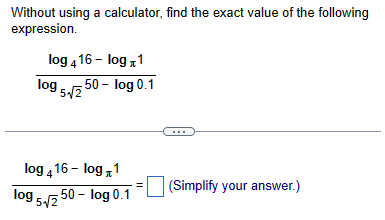 Solved Without using a calculator, find the exact value of | Chegg.com