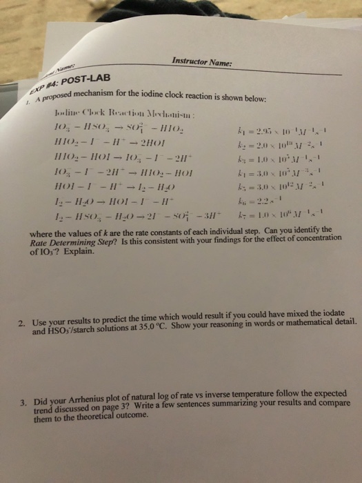 Solved Instructor Name: exp #4: POST-LAB mechanism for the | Chegg.com