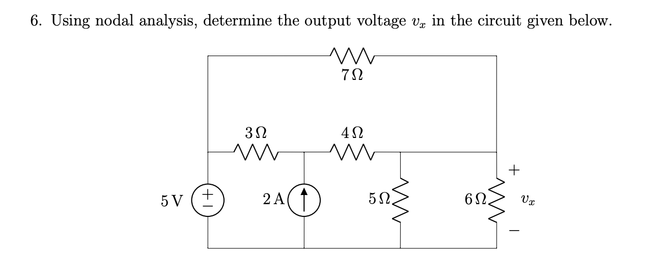 Solved 6. Using nodal analysis, determine the output voltage | Chegg.com