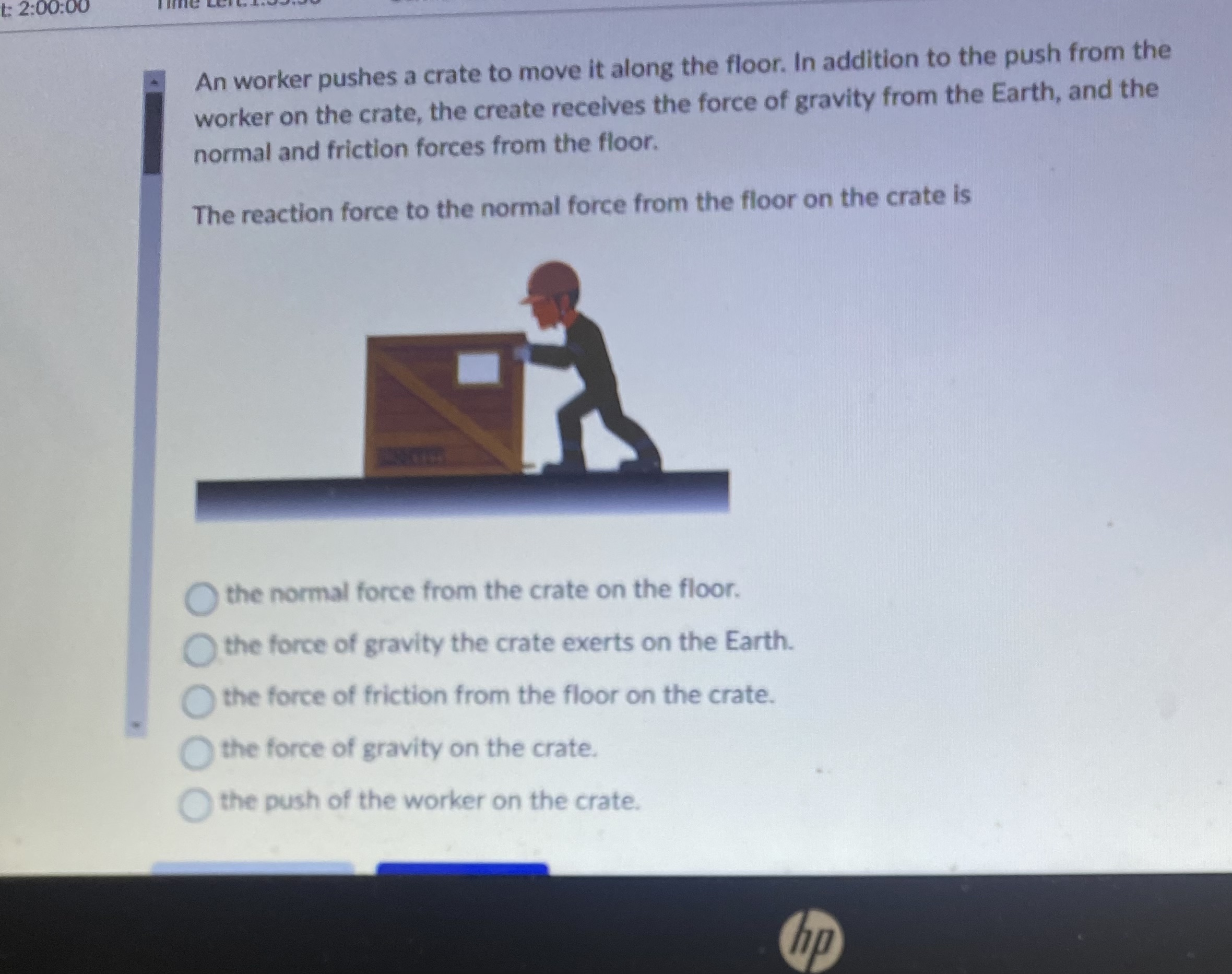 Solved An worker pushes a crate to move along the floor. In | Chegg.com