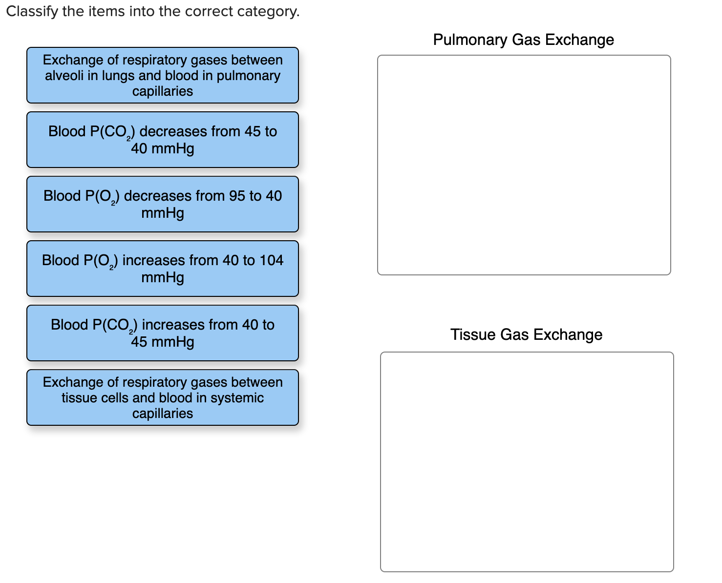 Solved Classify the items into the correct category. | Chegg.com