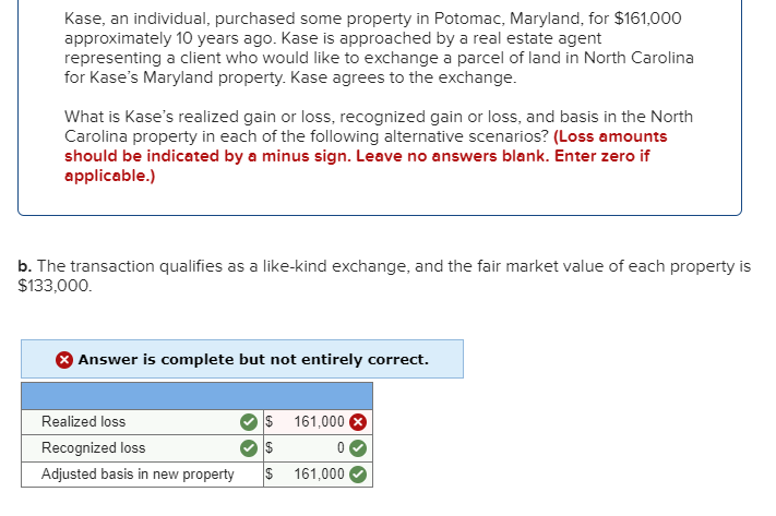 Solved Kase, an individual, purchased some property in | Chegg.com