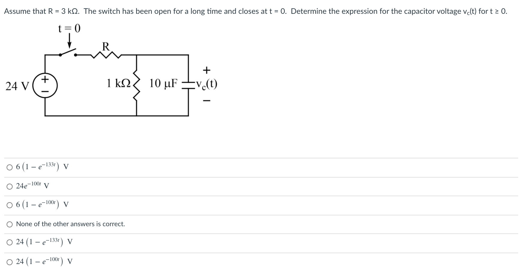 Solved Assume that R = 3 ks2. The switch has been open for a | Chegg.com