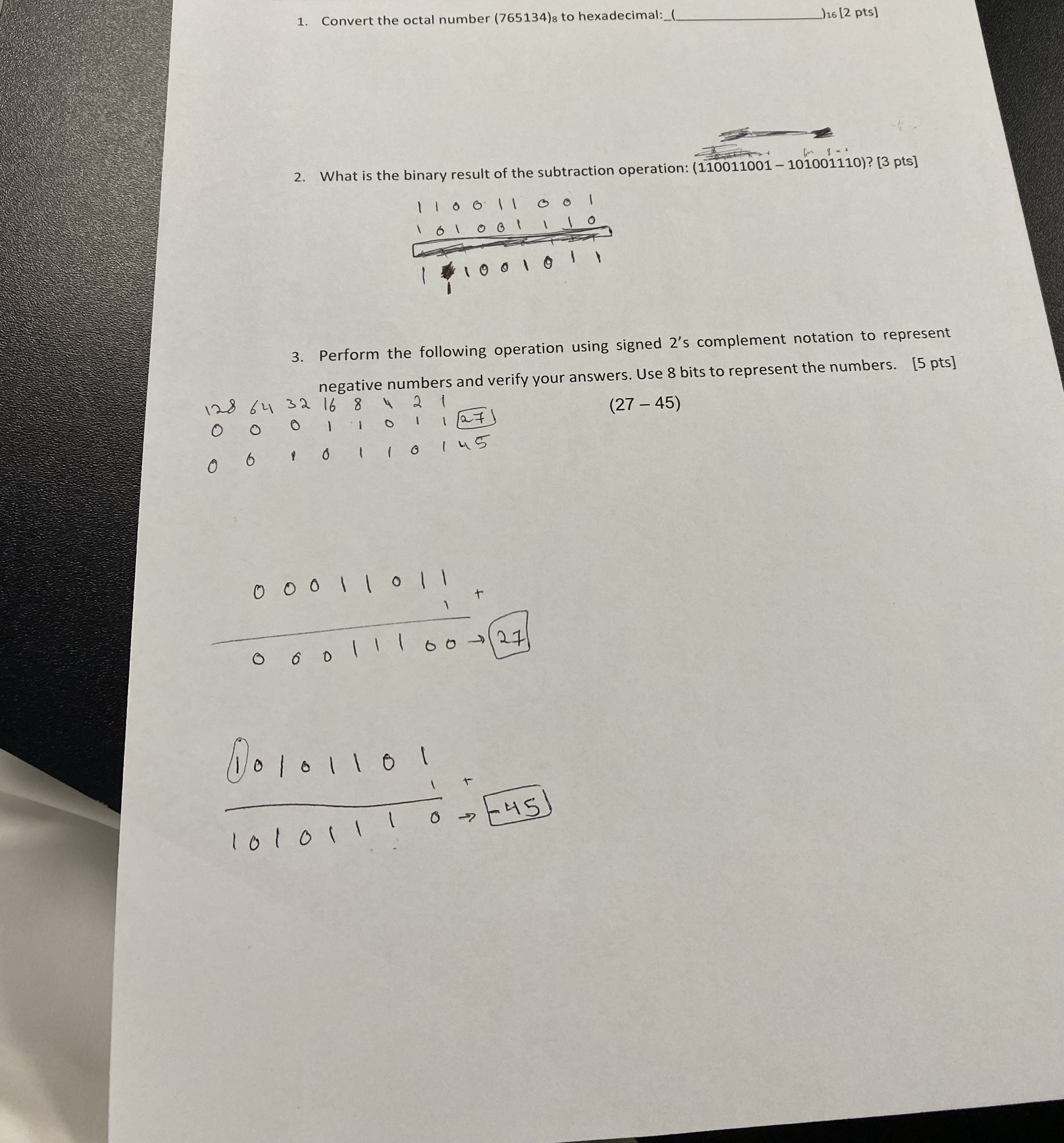 Solved 1. Convert the octal number (765134)8 to | Chegg.com