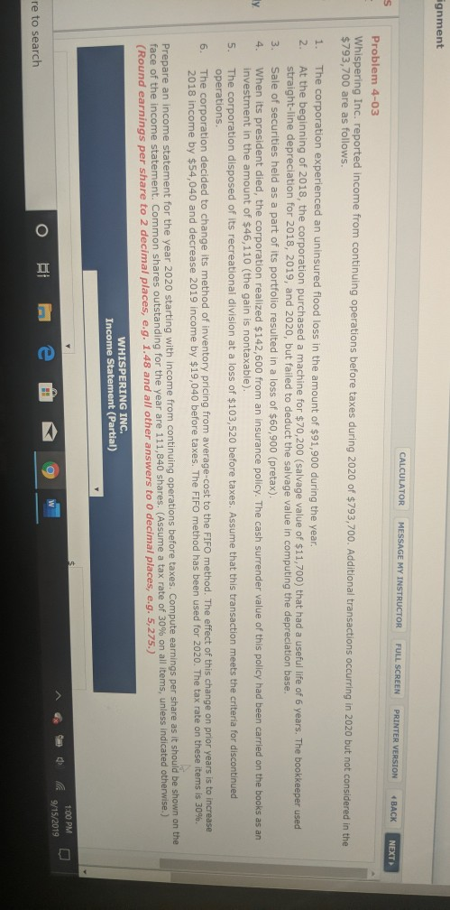 Solved ignment CALCULATOR MESSAGE MY INSTRUCTOR FULL SCREEN | Chegg.com