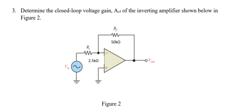Solved 3. Determine the closed-loop voltage gain, Act of the | Chegg.com