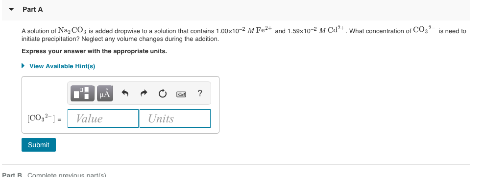 Solved A solution of Na2CO3 is added dropwise to a solution | Chegg.com