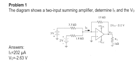 Solved Problem 1 The diagram shows a two-input summing | Chegg.com