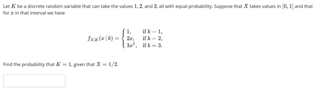 Solved Let K be a discrete random variable that can take the | Chegg.com
