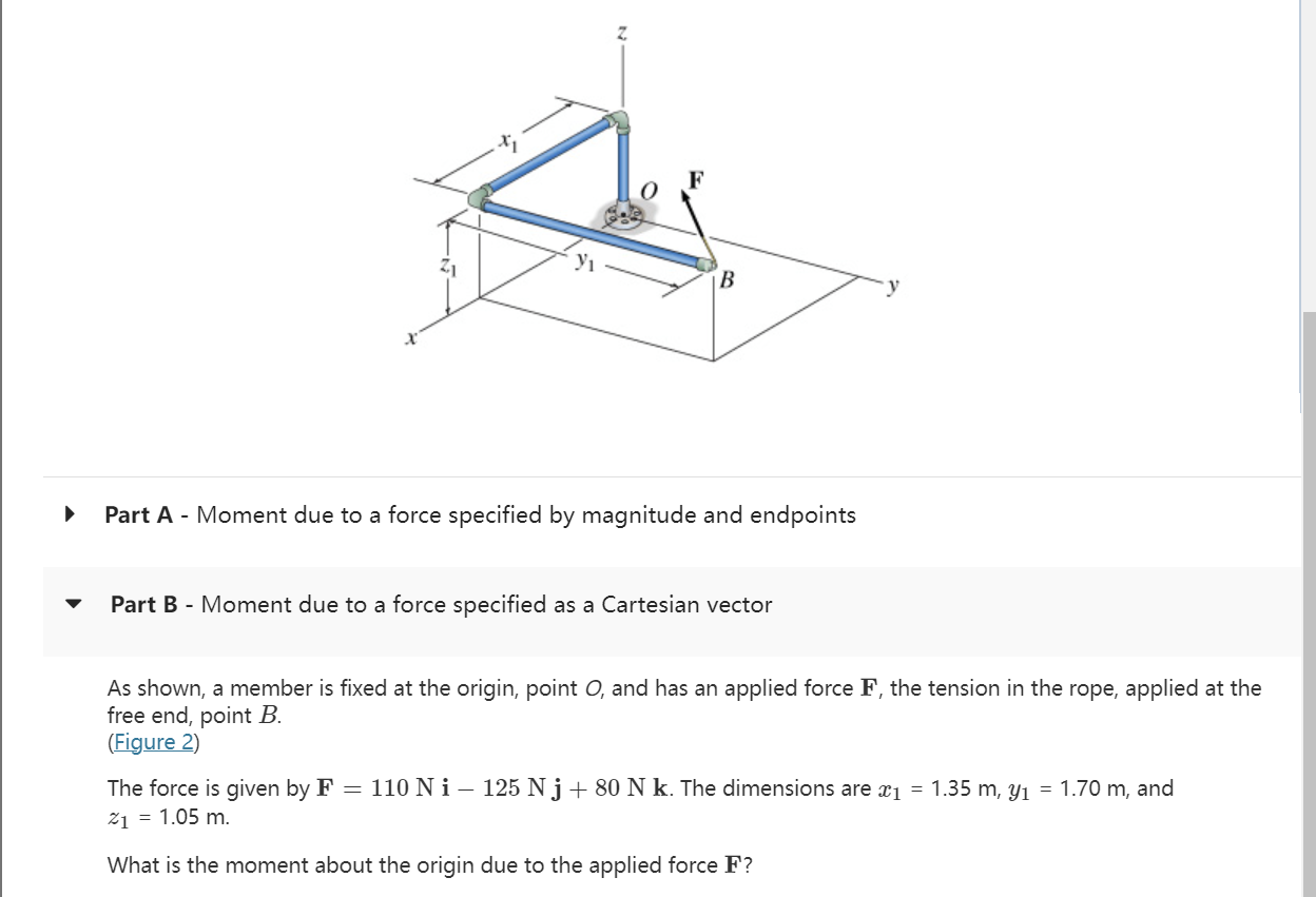 Solved Part A - Moment due to a force specified by magnitude | Chegg.com