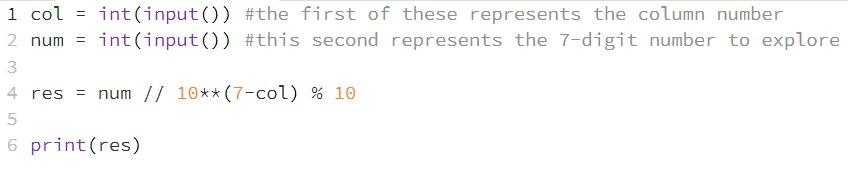 1 - int(input()) #the first of these represents the | Chegg.com