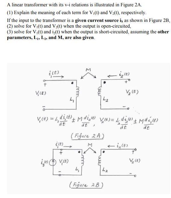 Solved A linear transformer with its v-i relations is | Chegg.com