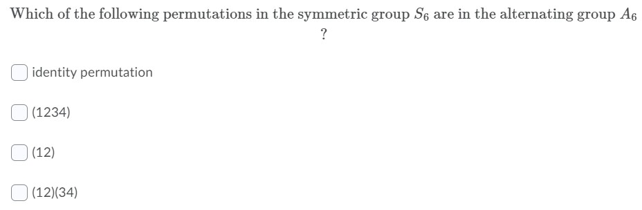 Solved Which Of The Following Permutations In The Symmetric 2486