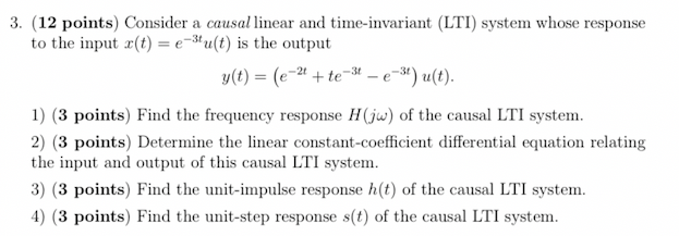 Solved (12 points) Consider a causal linear and | Chegg.com
