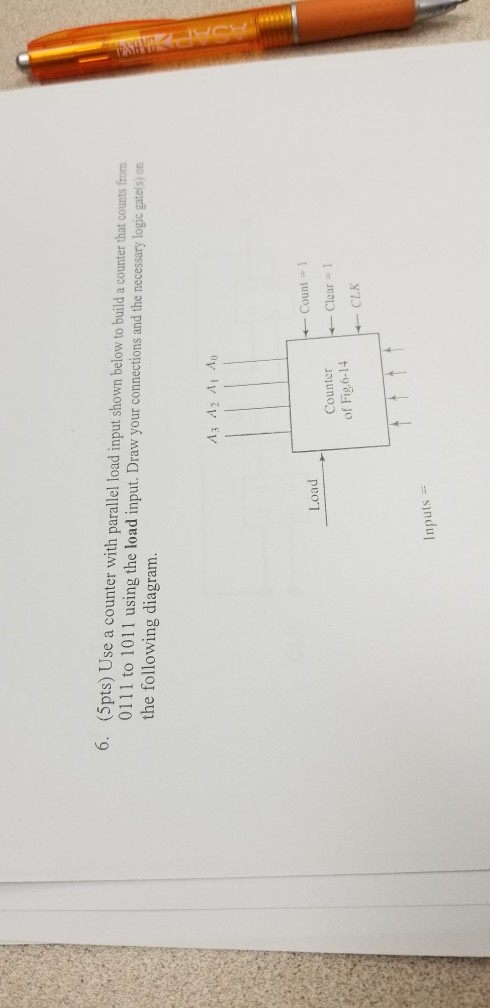 Solved 6. (5pts) Use a counter with parallel load input | Chegg.com