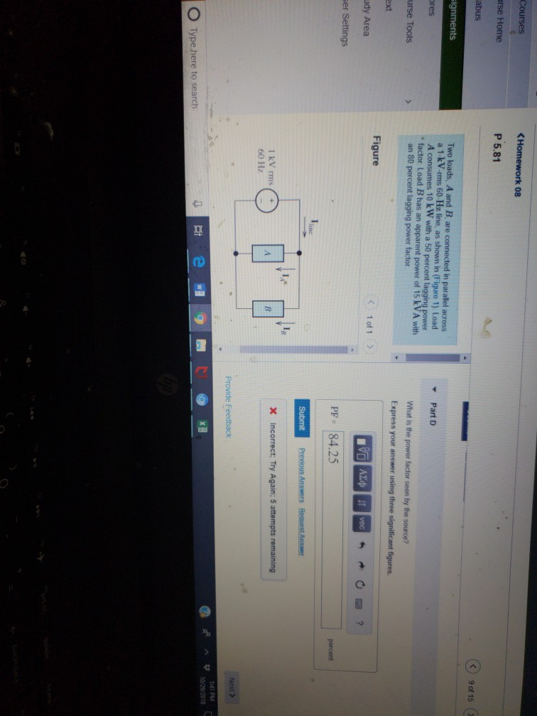 Solved P 5.81 Two loads, A and B, are connected in parallel | Chegg.com