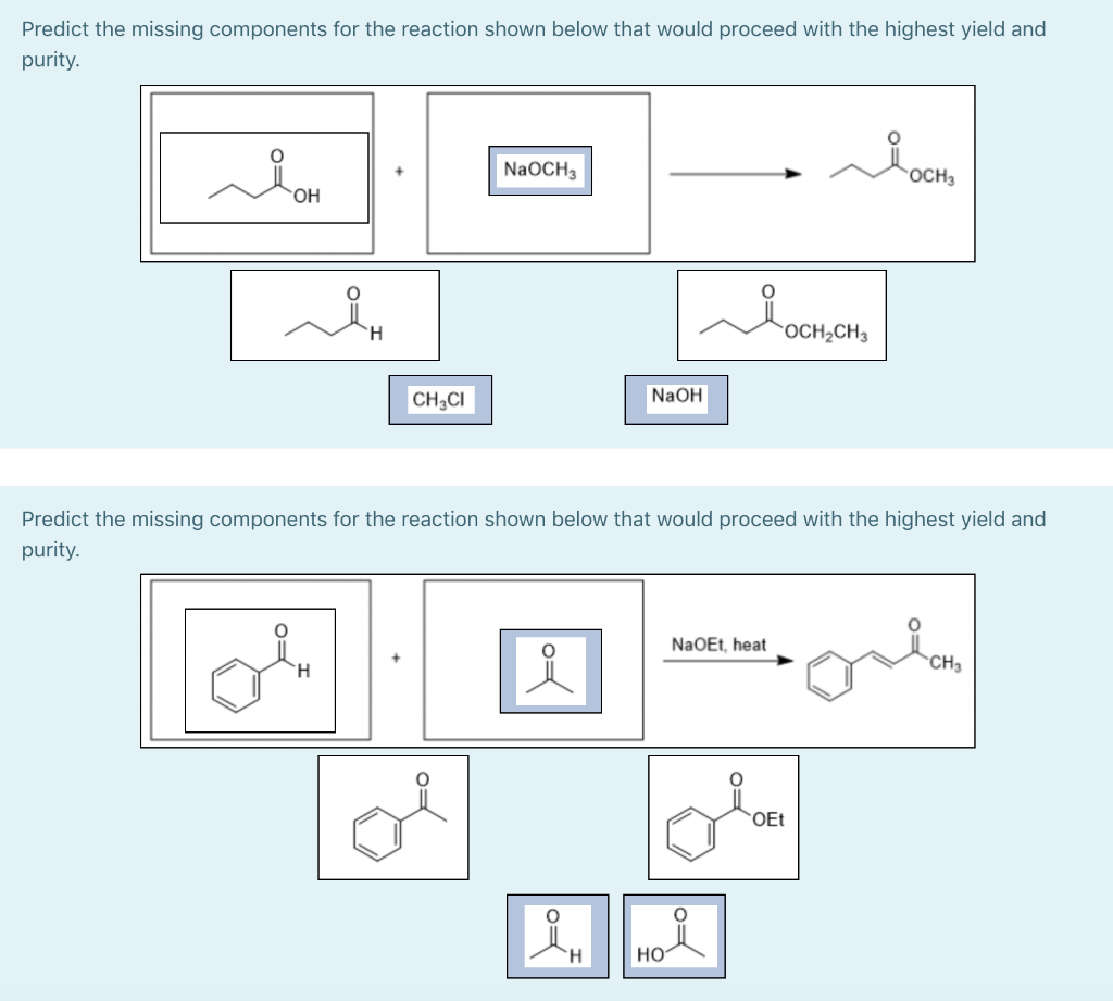 Solved Predict the missing components for the reaction shown | Chegg.com