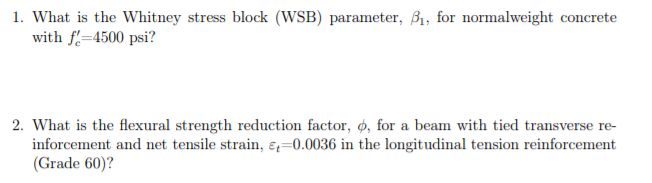 Solved 1. What is the Whitney stress block (WSB) parameter, | Chegg.com