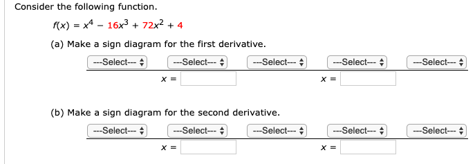 Solved Consider the following function. /(x) =x4-16x3 + 72x2 | Chegg.com