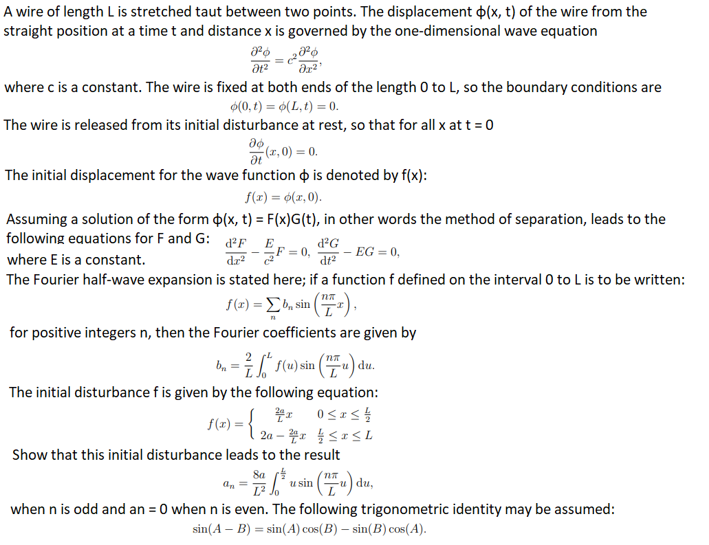 Solved A wire of length L is stretched taut between two | Chegg.com