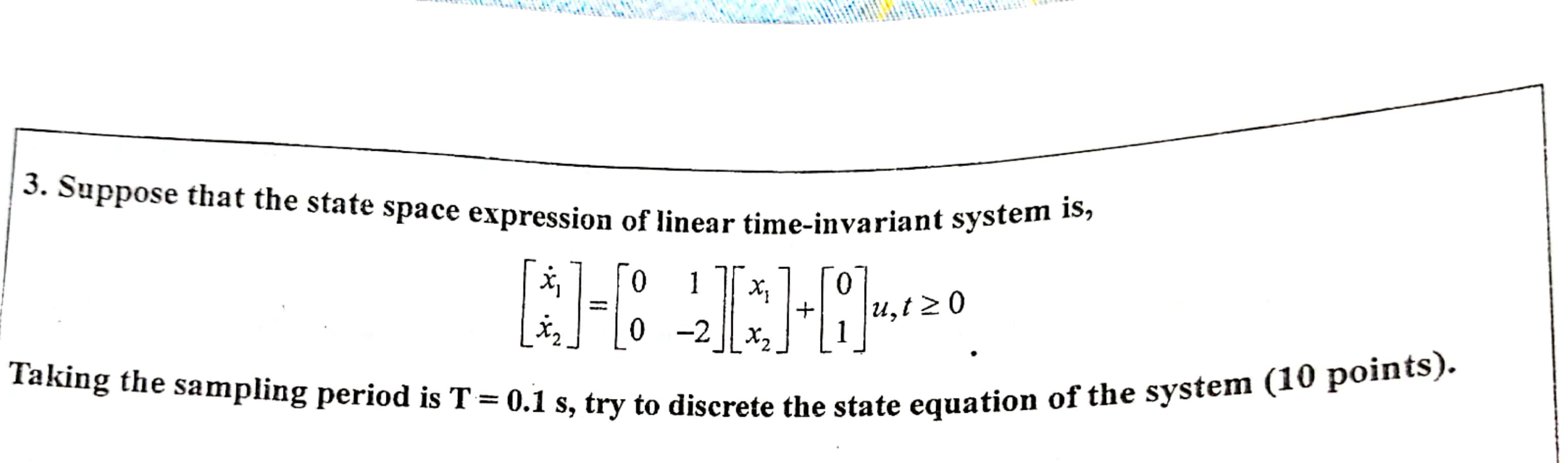 Solved Suppose that the state space expression of linear | Chegg.com