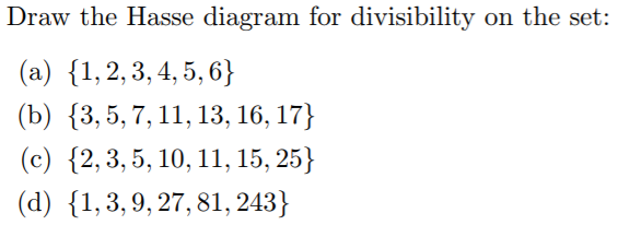 Solved Draw the Hasse diagram for divisibility on the set: | Chegg.com