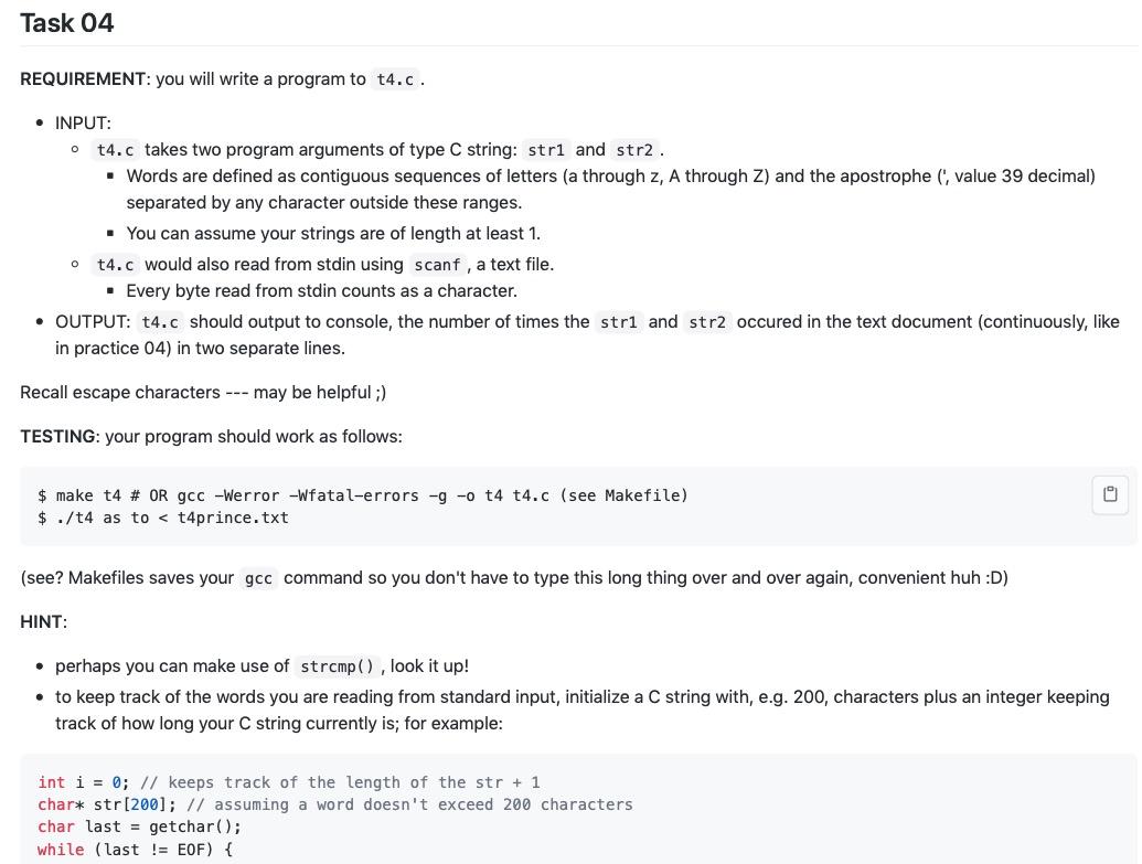 Solved Task 04 REQUIREMENT: you will write a program to | Chegg.com