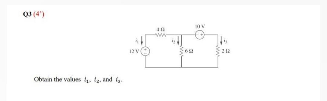 Solved Obtain the values i1,i2, and i3. | Chegg.com
