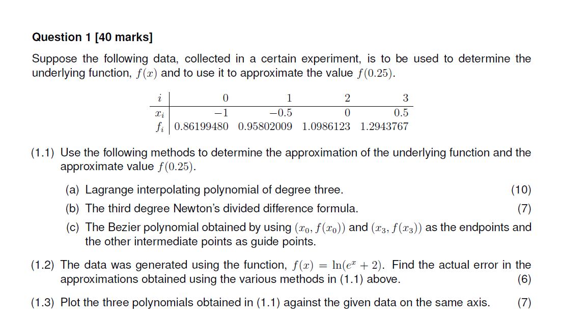 Solved Question 1 [40 marks] Suppose the following data, | Chegg.com