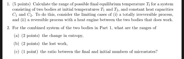 Solved 1. (5 points) Calculate the range of possible final | Chegg.com