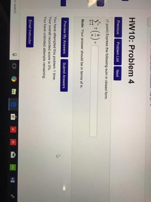 Solved Hw10 Problem 4 Previous Problem Listnext 1 Point 