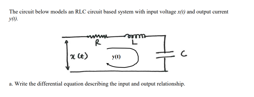 Solved The circuit below models an RLC circuit based system | Chegg.com