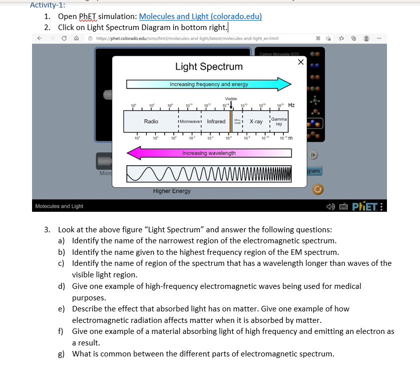 Solved Activity-1: 1. Open PhET simulation: Molecules and | Chegg.com