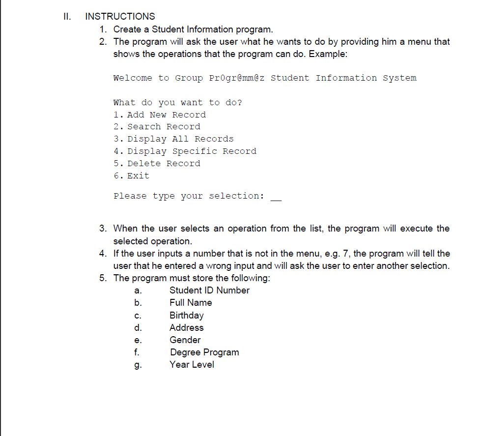 Solved PROJECT REQUIREMENTS AND INSTRUCTIONS: I. | Chegg.com