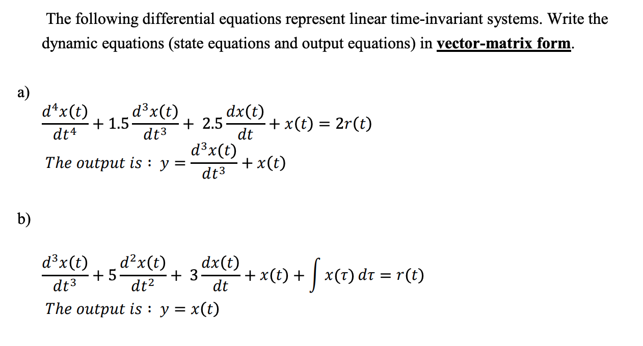 The following differential equations represent linear | Chegg.com