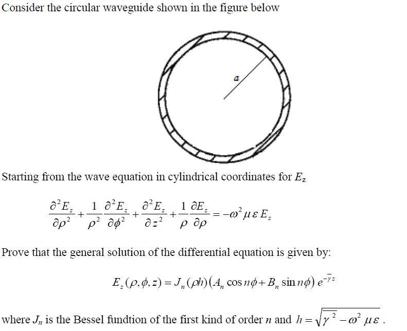 Solved Consider the circular waveguide shown in the figure | Chegg.com