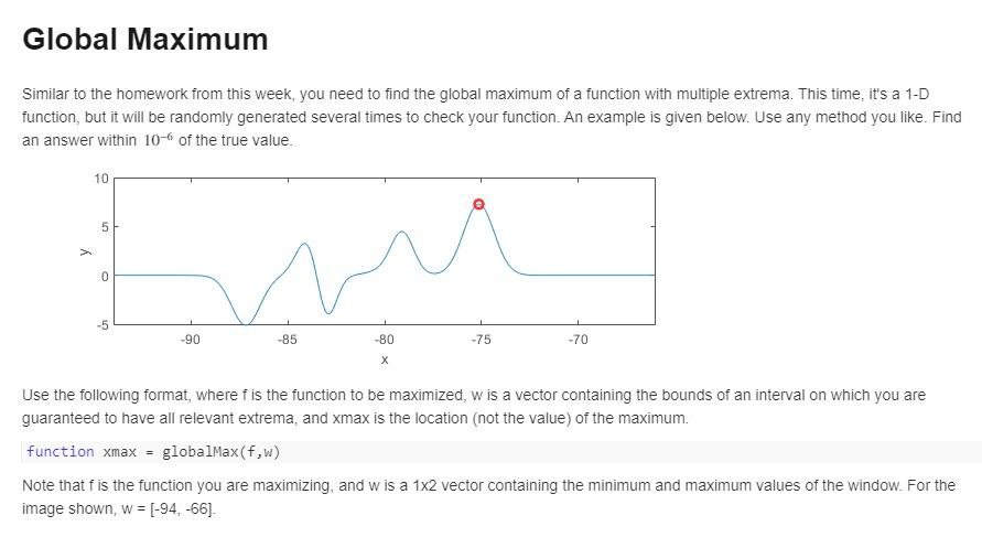 Solved Global Maximum. Answer should be in the form of a | Chegg.com