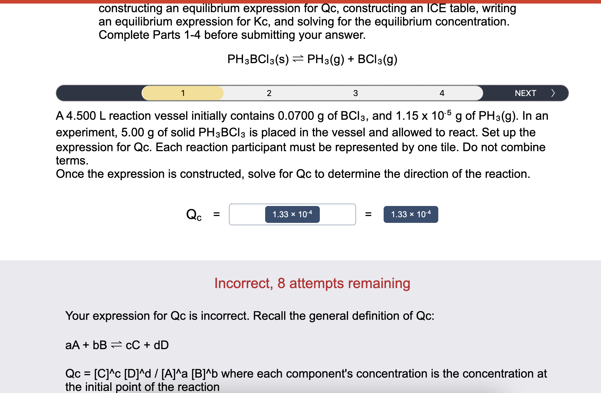 Solved Constructing An Equilibrium Expression For Qc 5123