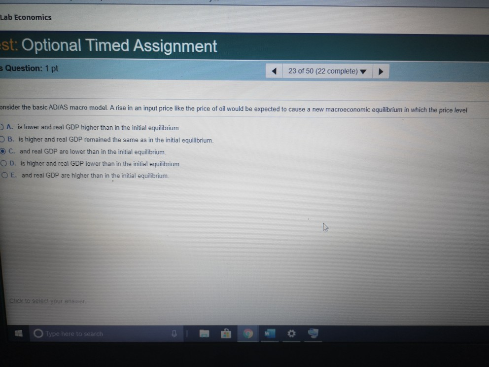 Solved Lab Economics 'st: Optional Timed Assignment | Chegg.com