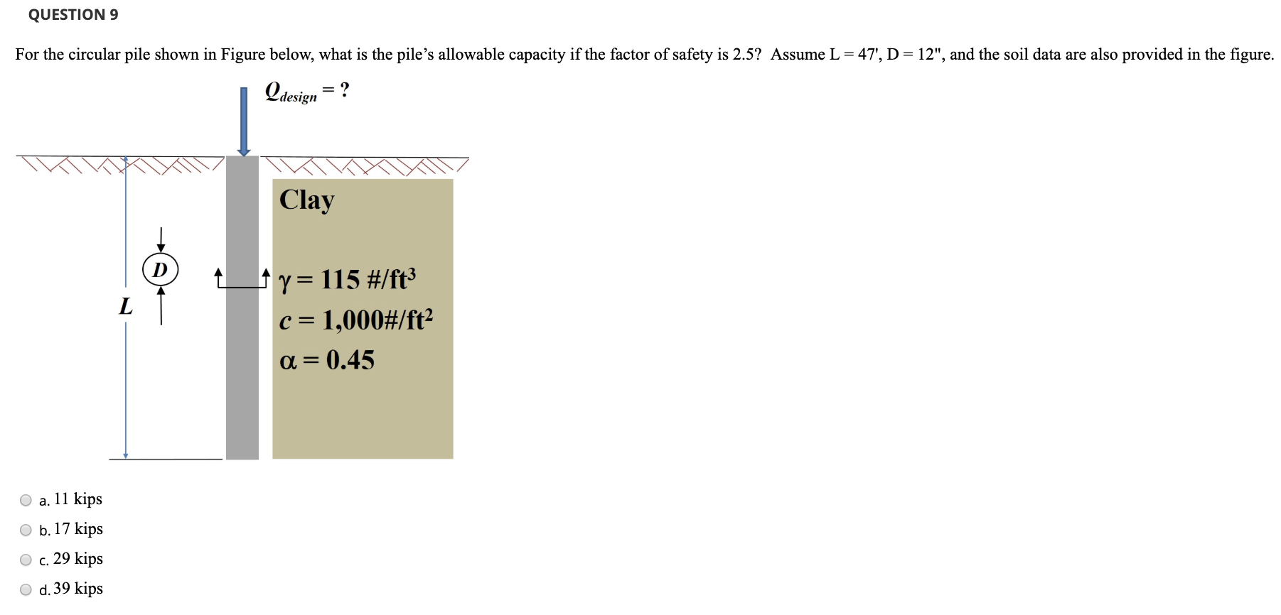 Solved Question 9: For the circular pile shown in Figure | Chegg.com