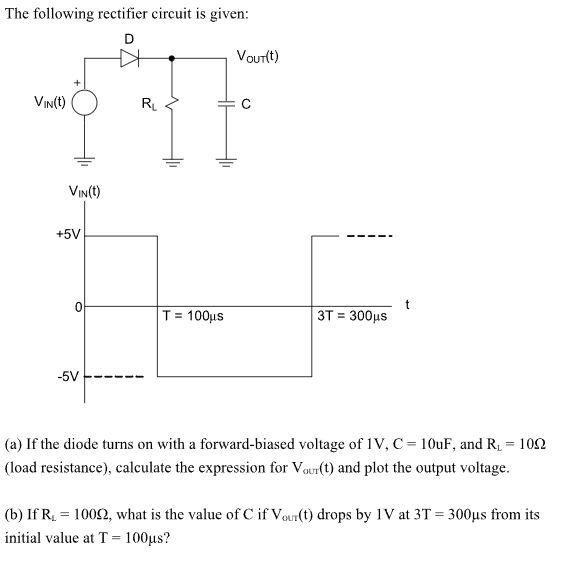 Solved The following rectifier circuit is given: (a) If the | Chegg.com