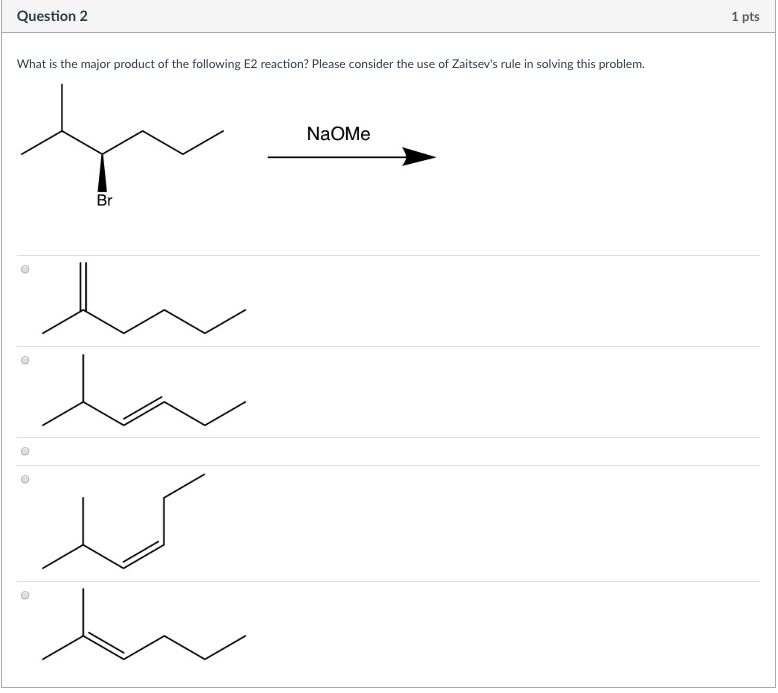 Solved What is the major product of the following E2 | Chegg.com