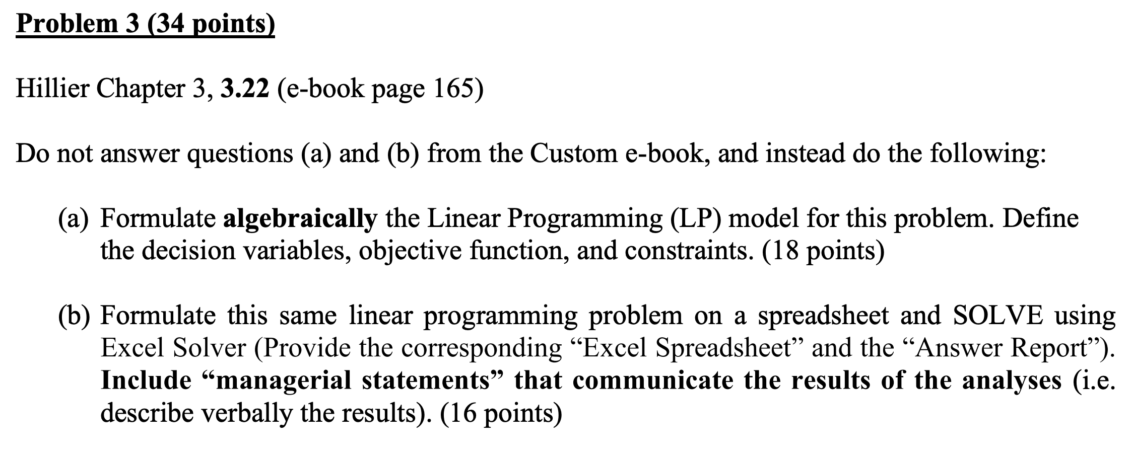 Solved Problem 3 (34 points) Hillier Chapter 3, 3.22 (e-book | Chegg.com