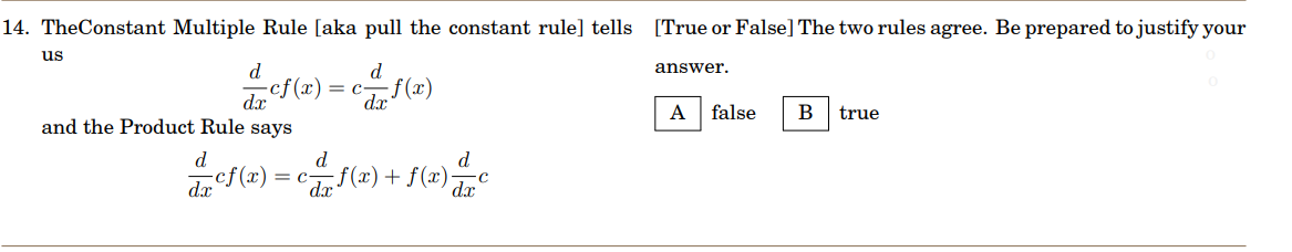 Solved answer. 14. TheConstant Multiple Rule (aka pull the | Chegg.com